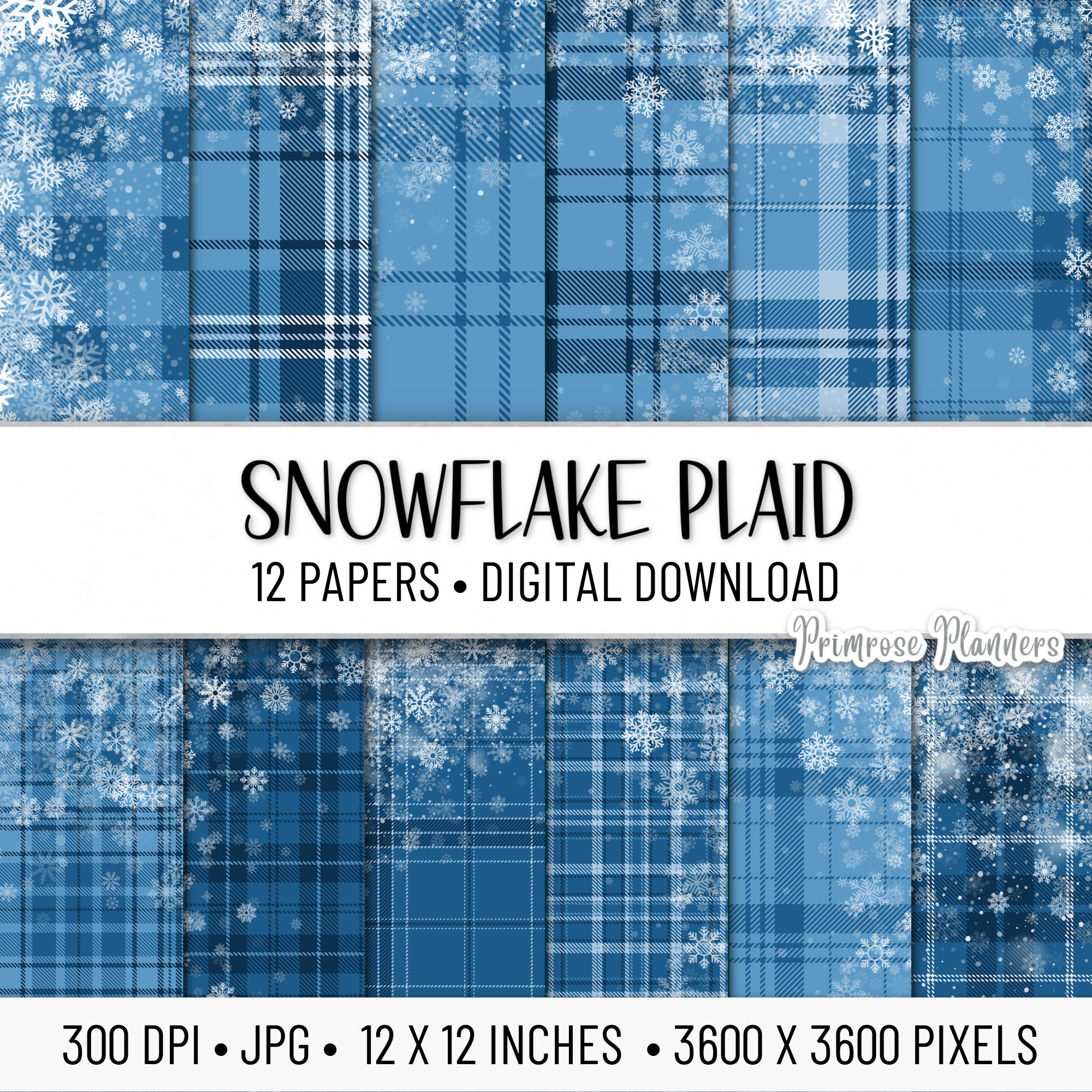 Snowflake Plaid Digital Paper Pack Digital Plaid Paper - Etsy