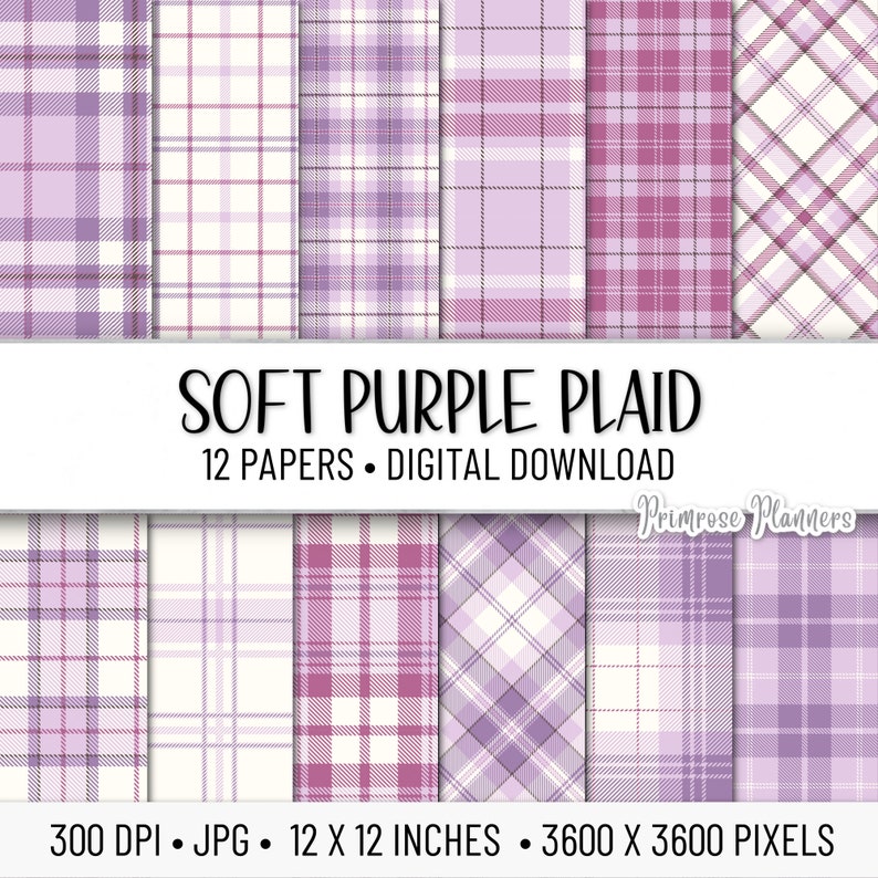 Soft Purple Plaid Digital Paper Pack Purple Plaid Paper - Etsy