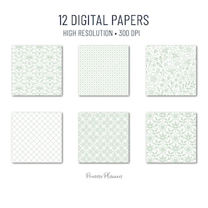 GREEN TEA Patterns Digital Paper Pack | Digital Striped Paper ...