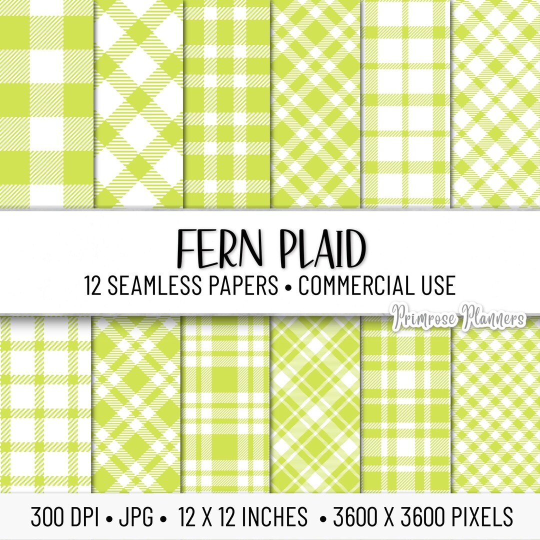 FERN GREEN Tartan Digital Paper Pack | Digital Printable Paper ...