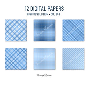 BLUE Plaids and Stripes Patterns Digital Paper Pack | Digital Striped ...