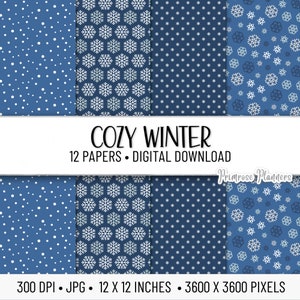 Cozy Winter Digital Paper Pack | Snow Digital Paper | Snowflake Digital ...
