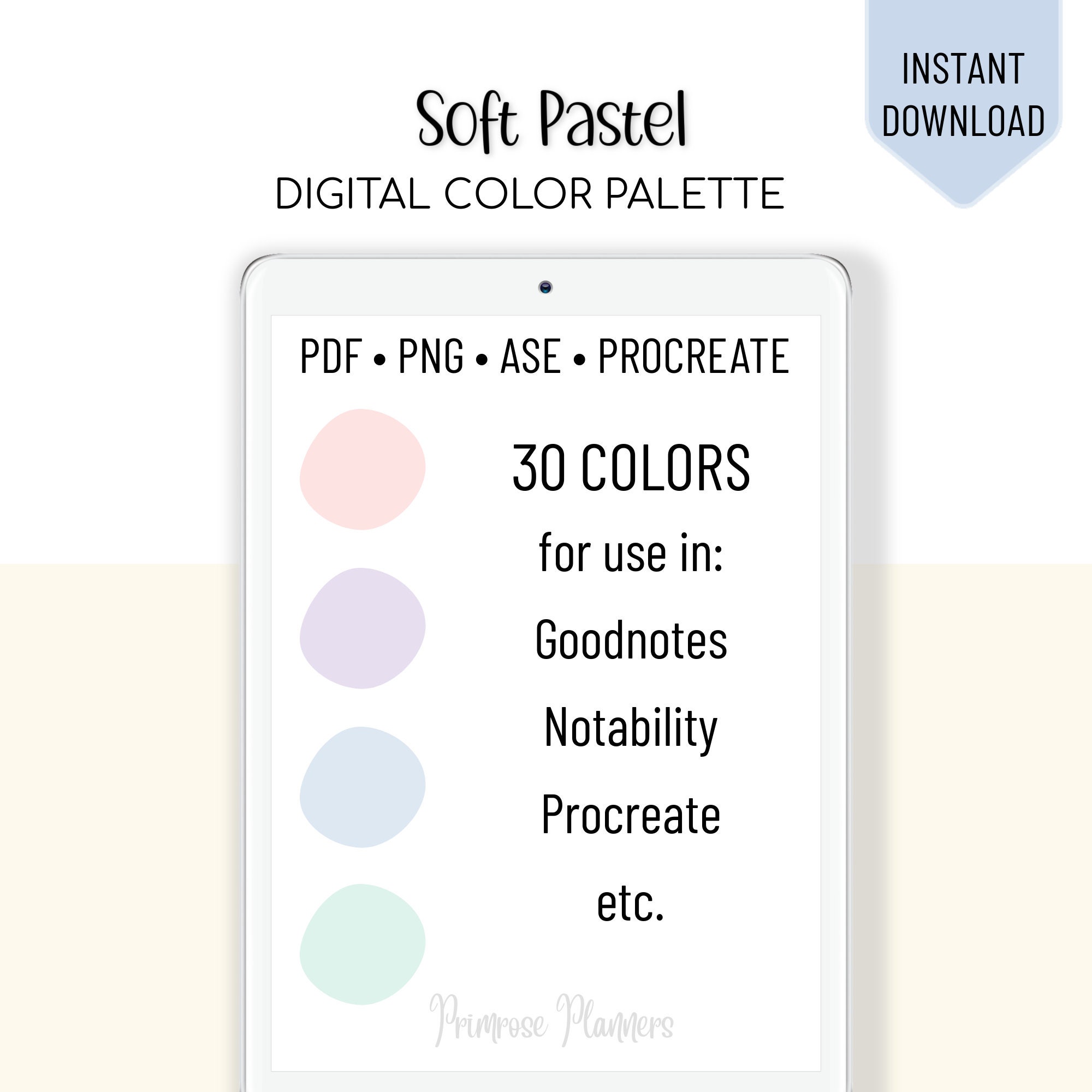 Soft Pastel Digital Color Palette Color Chart Goodnotes - Etsy
