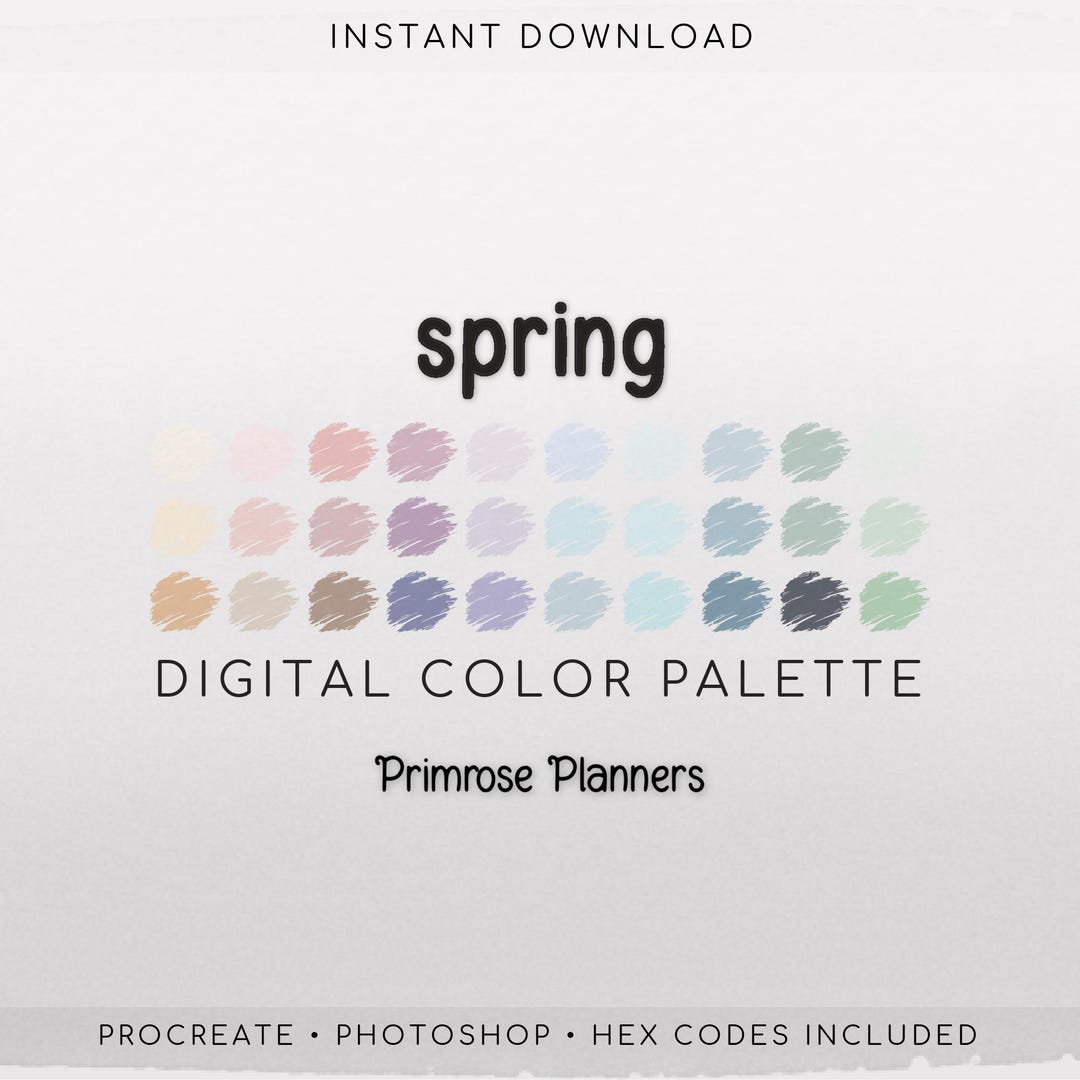 Soft Spring Pastel Procreate Palette, 60 Muted Watercolor Swatches ...