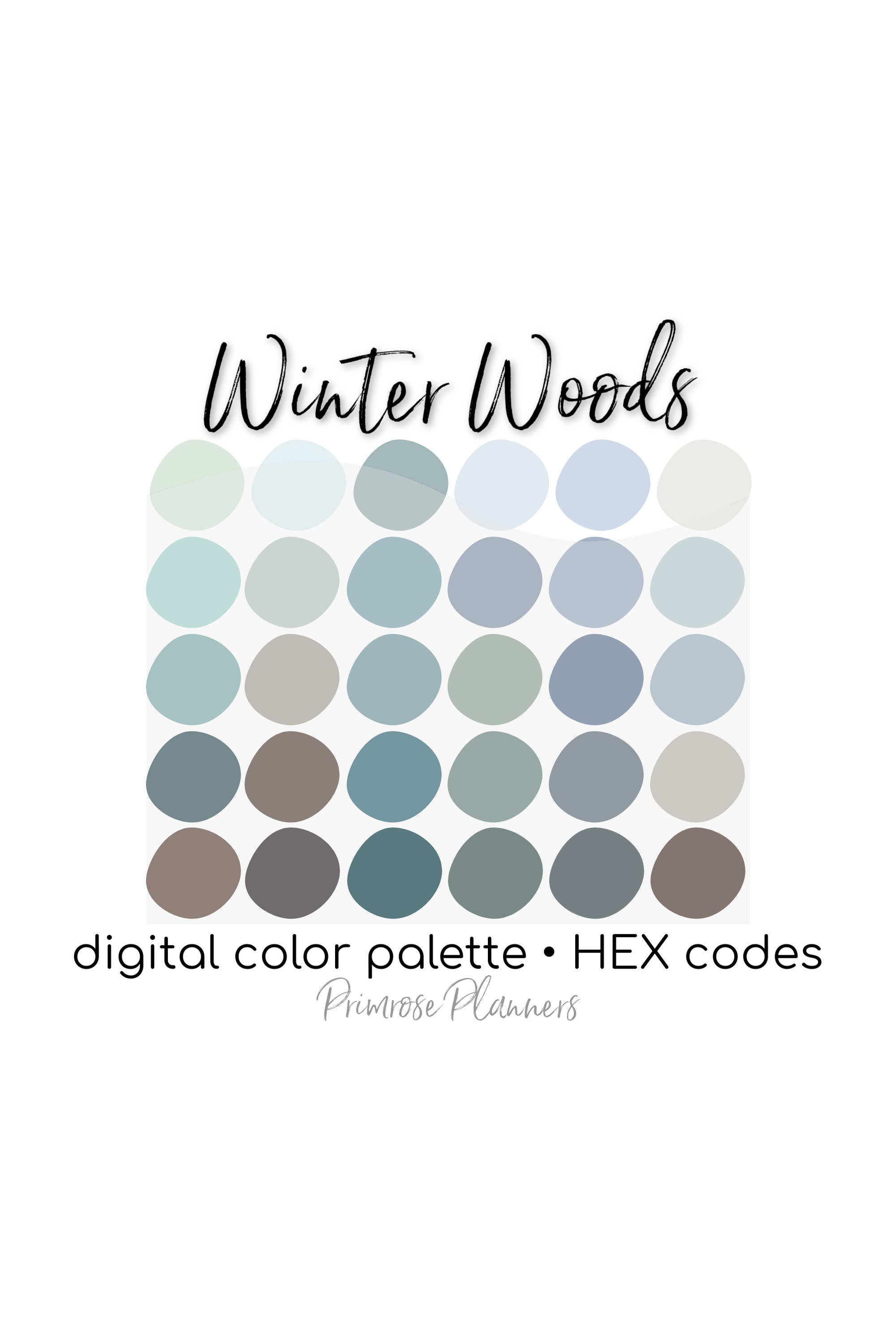 Digital Winter Color Palette Color Chart Digital Download HEX Codes ...