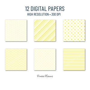 SOFT YELLOW Patterns Digital Paper Pack Digital Striped Paper Printable ...