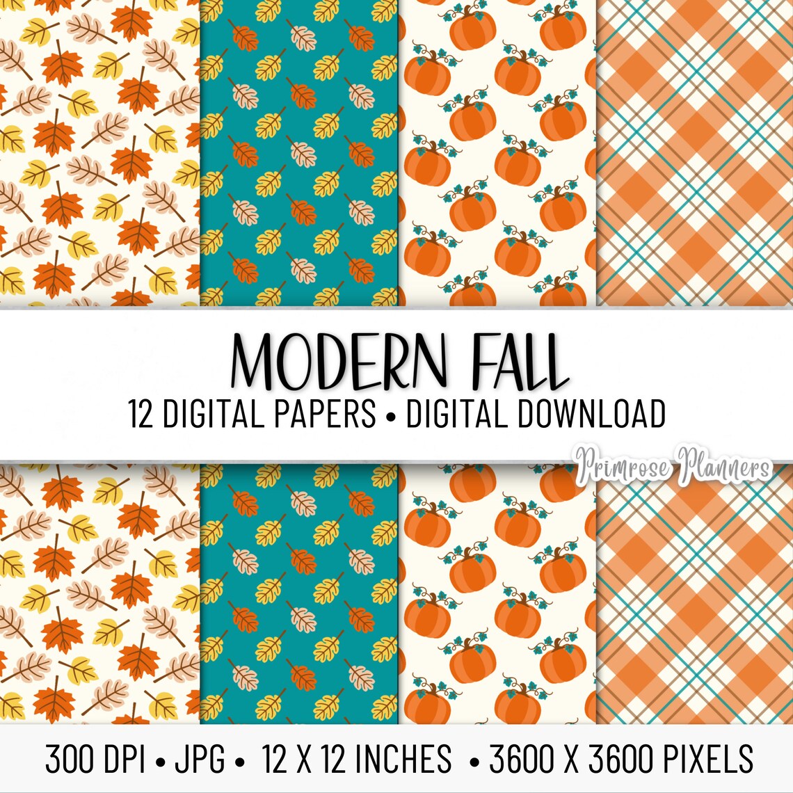 Modern Fall Digital Paper Pack Digital Plaid Paper Autumn - Etsy