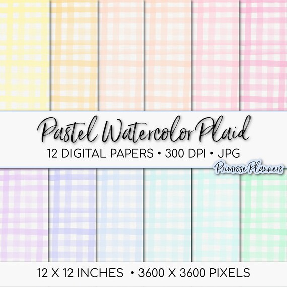 Pastel Watercolor Plaid Digital Paper Pack Digital - Etsy
