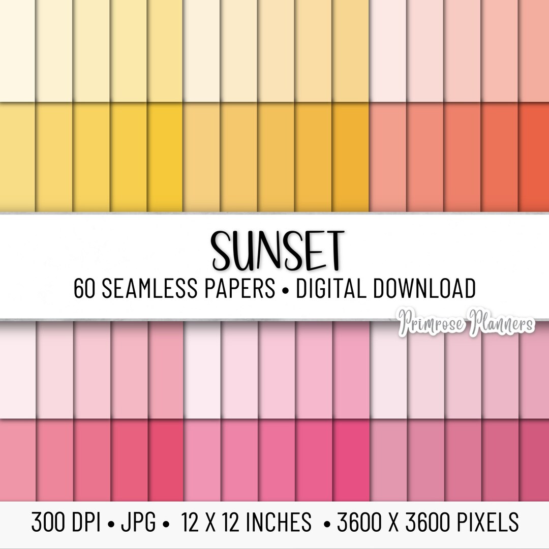 Sunset Solid Digital Paper Pack | Plain Pink Background | Monochrome ...