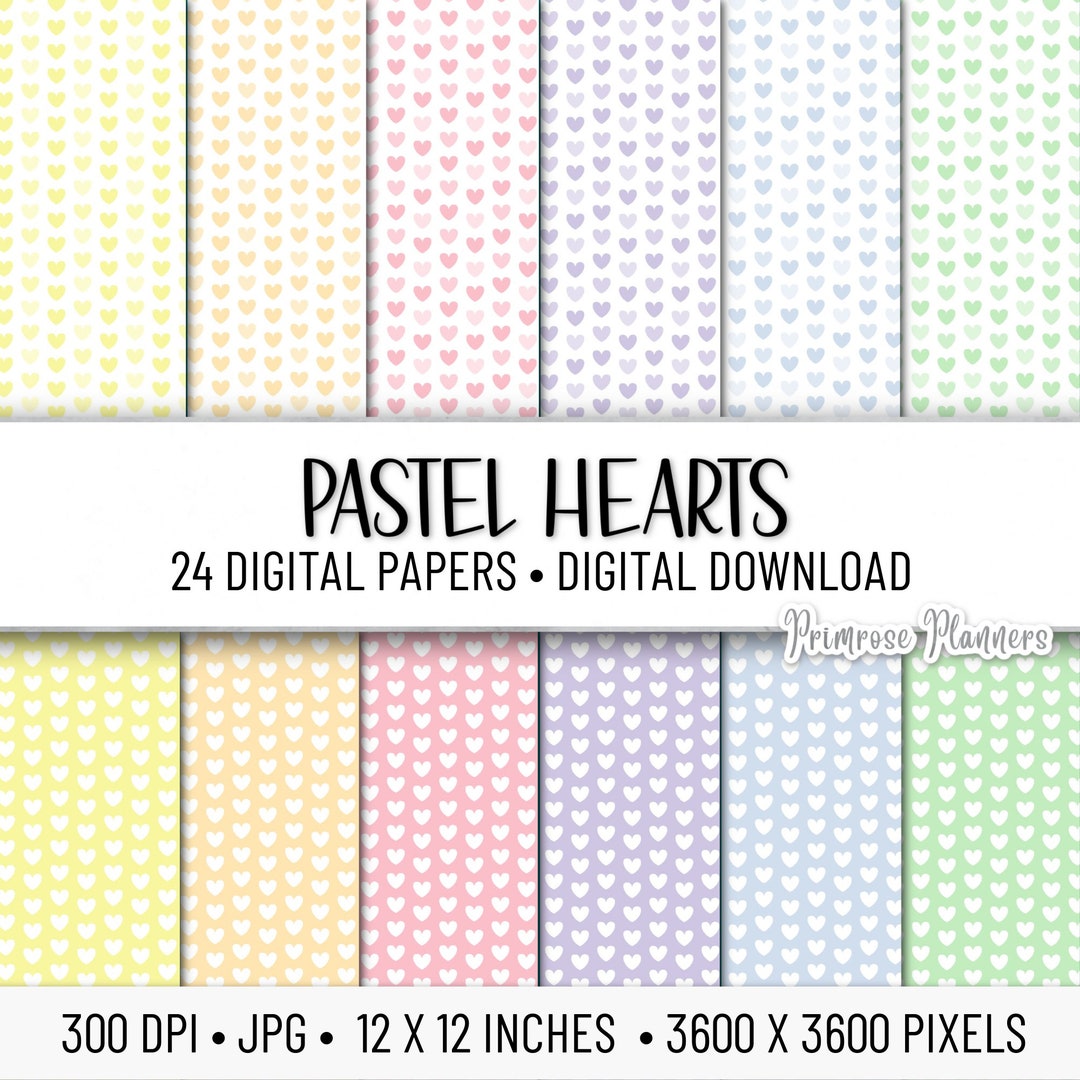 Pastel Hearts Confetti Digital Paper Pack Digital Heart Paper Printable ...