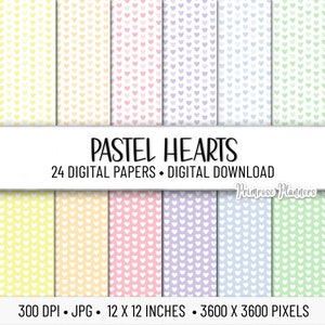 Pastel Hearts Confetti Digital Paper Pack Digital Heart Paper Printable ...