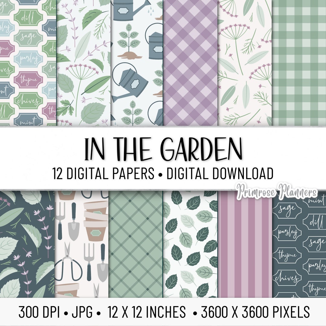 Garden Digital Paper Pack | Digital Plant Paper | Sage Digital Paper ...