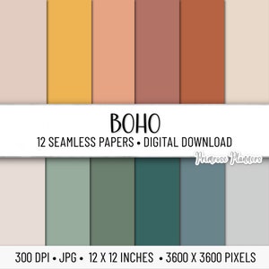 Boho Solid Digital Paper Pack Digital Boho Paper Solid Digital Paper ...