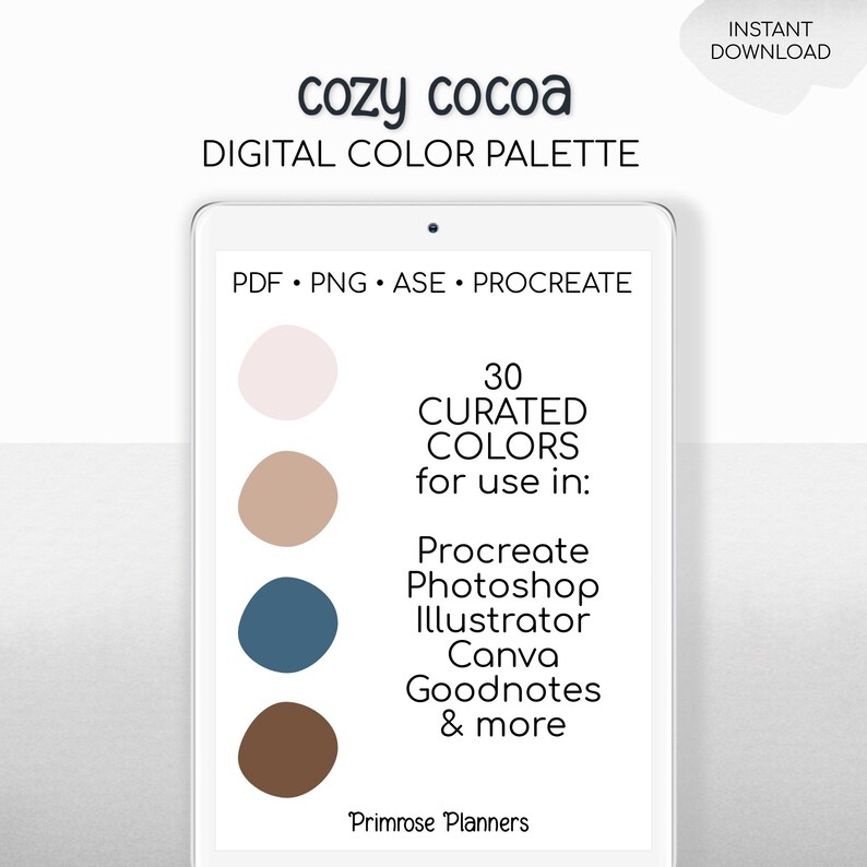 Procreate Palette & Photoshop Swatches, Moody Cocoa Brown Navy Maroon ...
