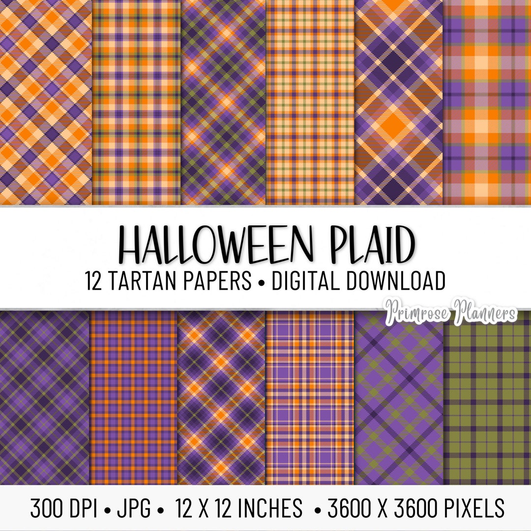 Halloween Tartan Plaid Digital Paper Pack | Digital Paper | Plaid ...