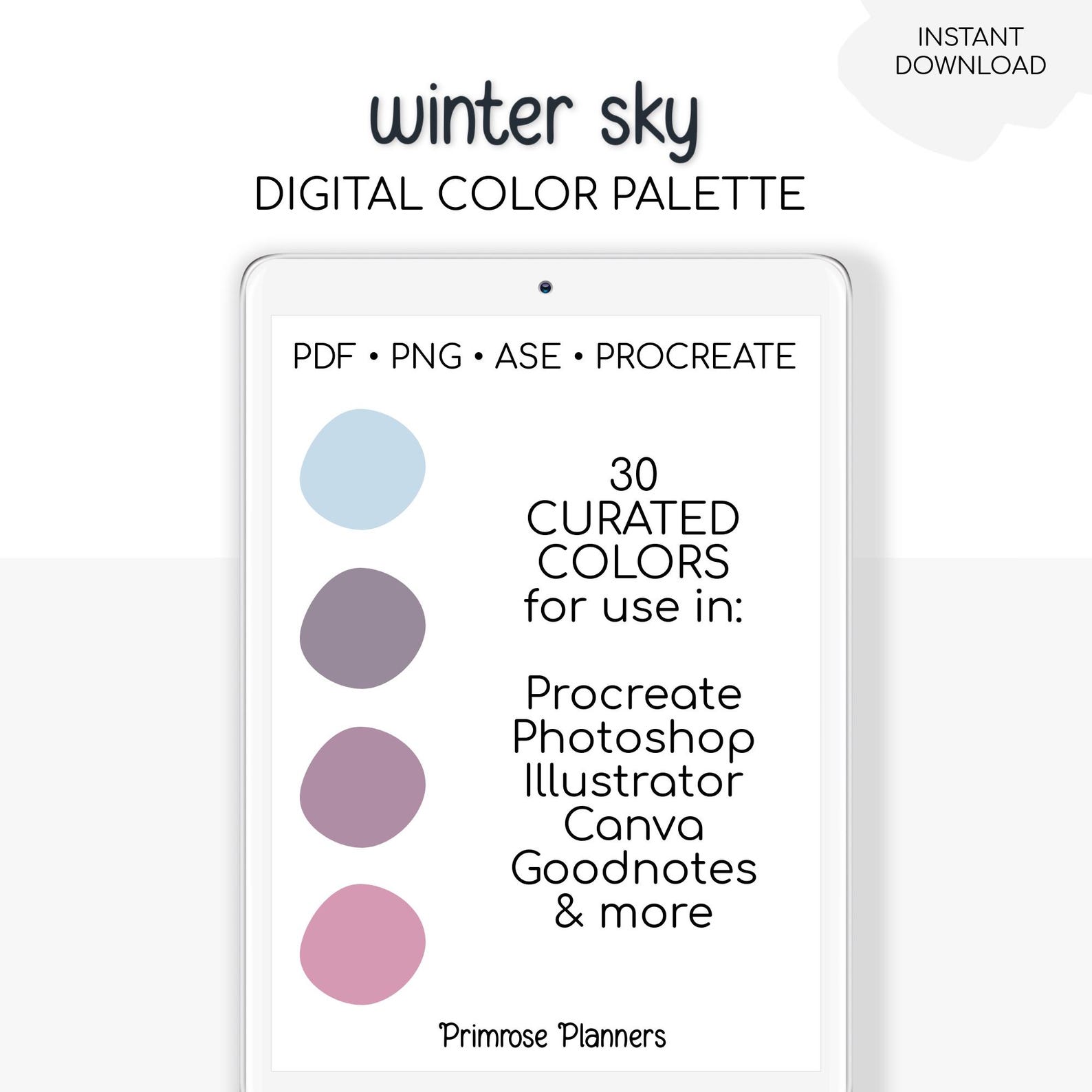 Winter Sky Digital Color Palette - Color Chart | Goodnotes Tool | iPad ...