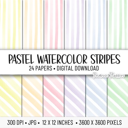 Pastel Watercolor Stripes Digital Paper Pack Digital - Etsy