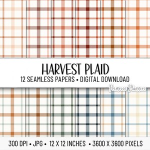 HARVEST Fall Plaid Digital Paper Pack Buffalo Check Plaid Pattern Paper ...