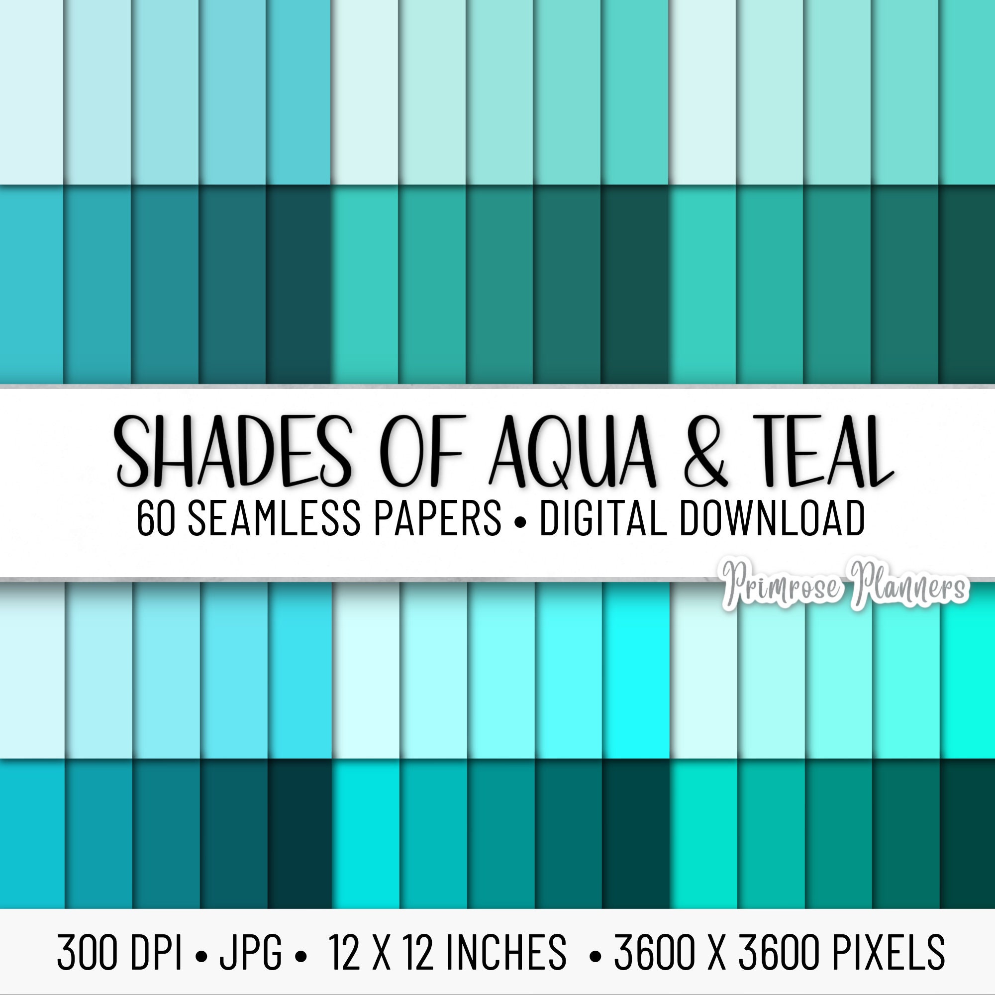 Shades of Aqua and Teal Solid Digital Paper Pack Digital - Etsy