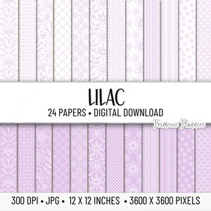 LILAC Purple Patterns Digital Paper Pack Digital Striped Paper ...