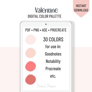 Valentine Digital Color Palette - Color Chart | Goodnotes Tool | iPad ...