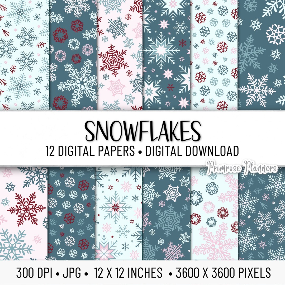 WINTER MAGIC SNOWFLAKES Digital Paper Pack Winter Digital Paper ...