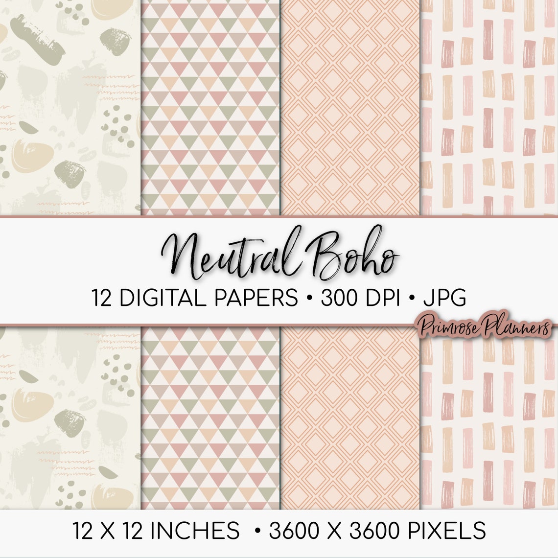 Neutral Boho Digital Paper Pack Digital Tan and Brown Paper - Etsy