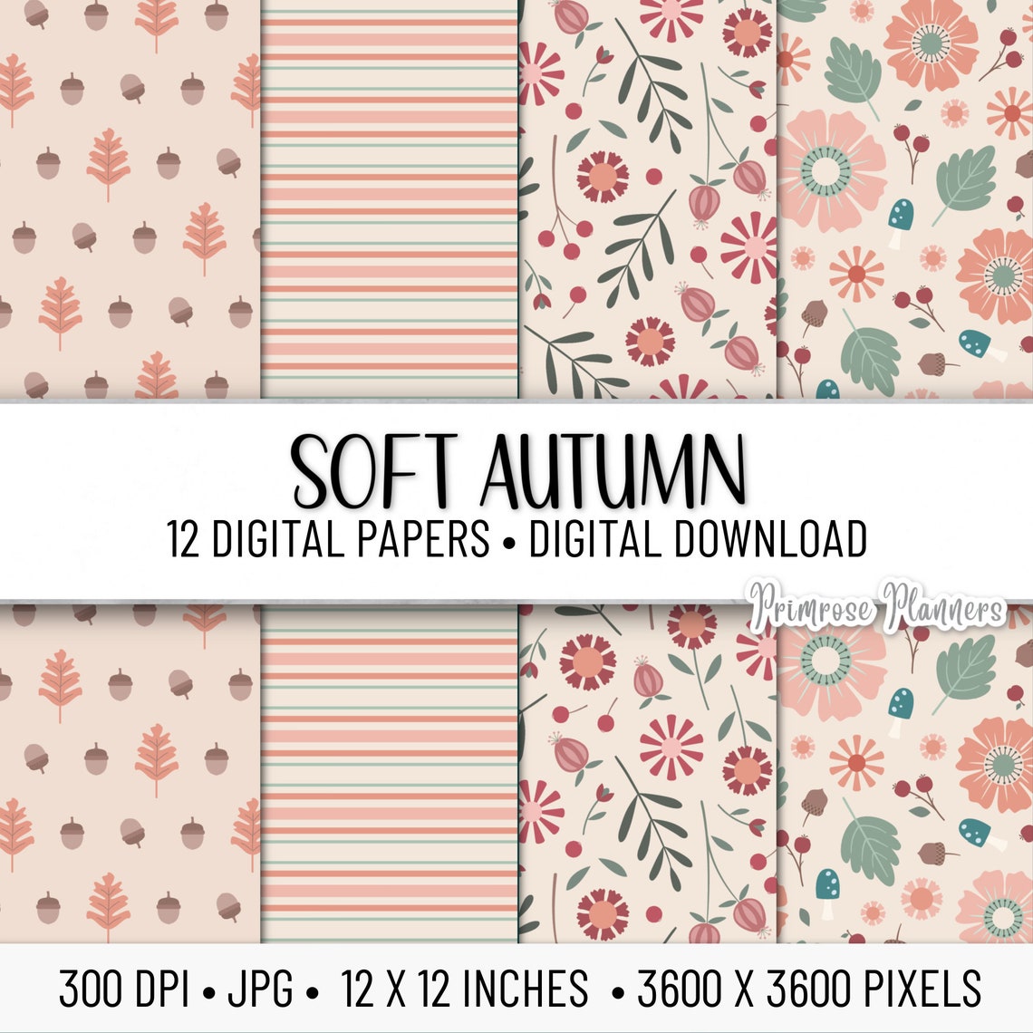 Soft Autumn Leaves Digital Paper Pack Digital Plaid Paper - Etsy