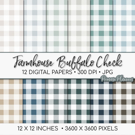 Farmhouse Buffalo Check Digital Paper Pack Digital Plaid | Etsy