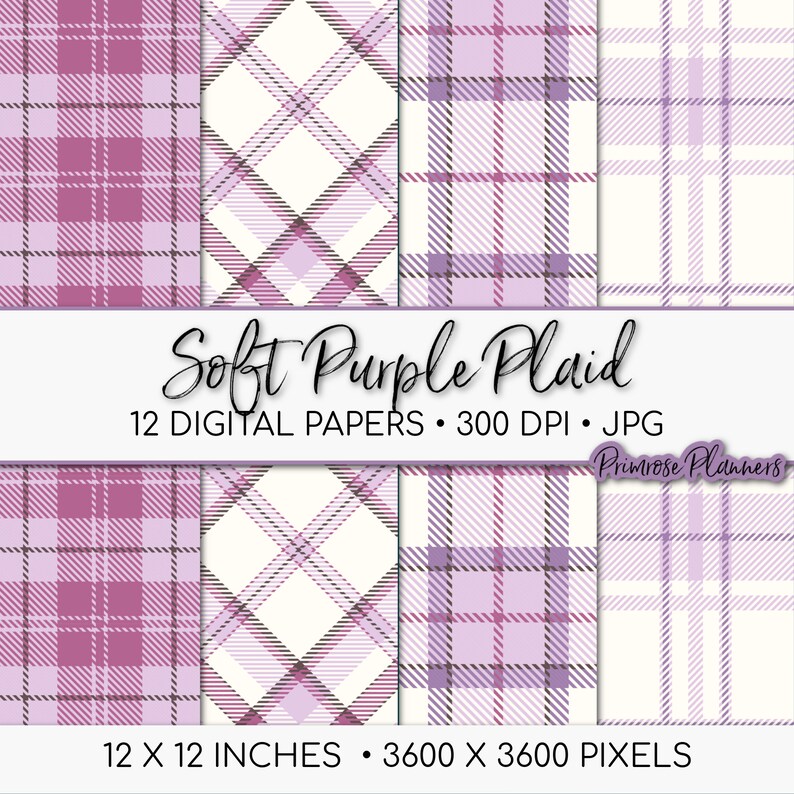 Soft Purple Plaid Digital Paper Pack Purple Plaid Paper | Etsy