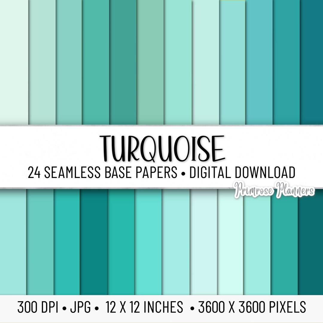 TURQUOISE Solid Digital Paper Pack | Plain Aqua Background | Monochrome ...
