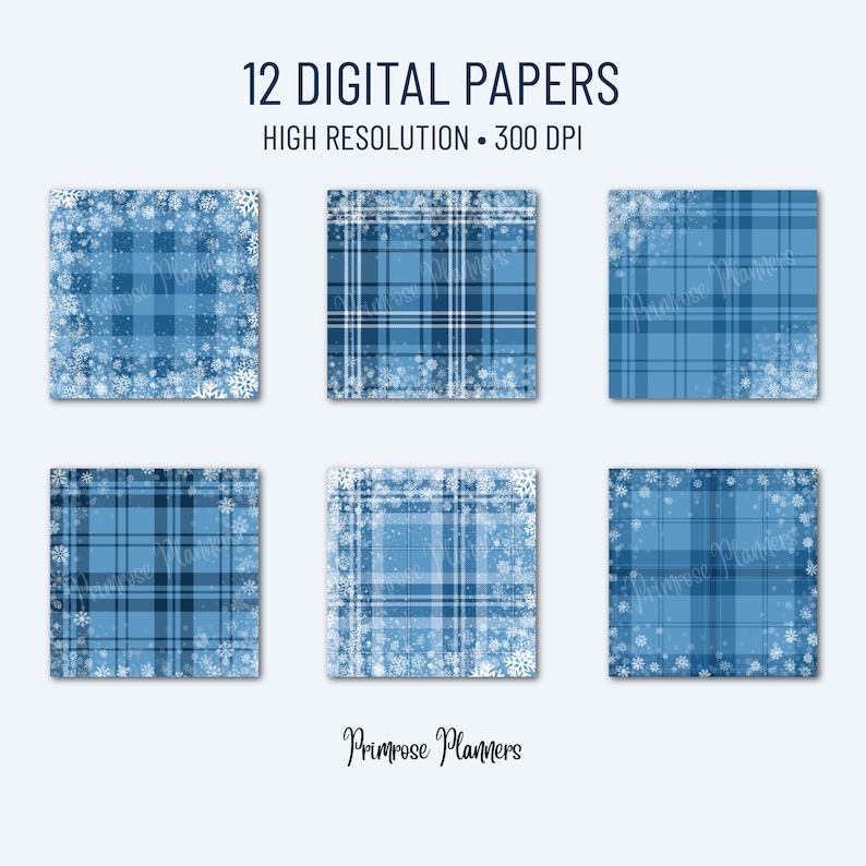 Snowflake Plaid Digital Paper Pack Digital Plaid Paper - Etsy