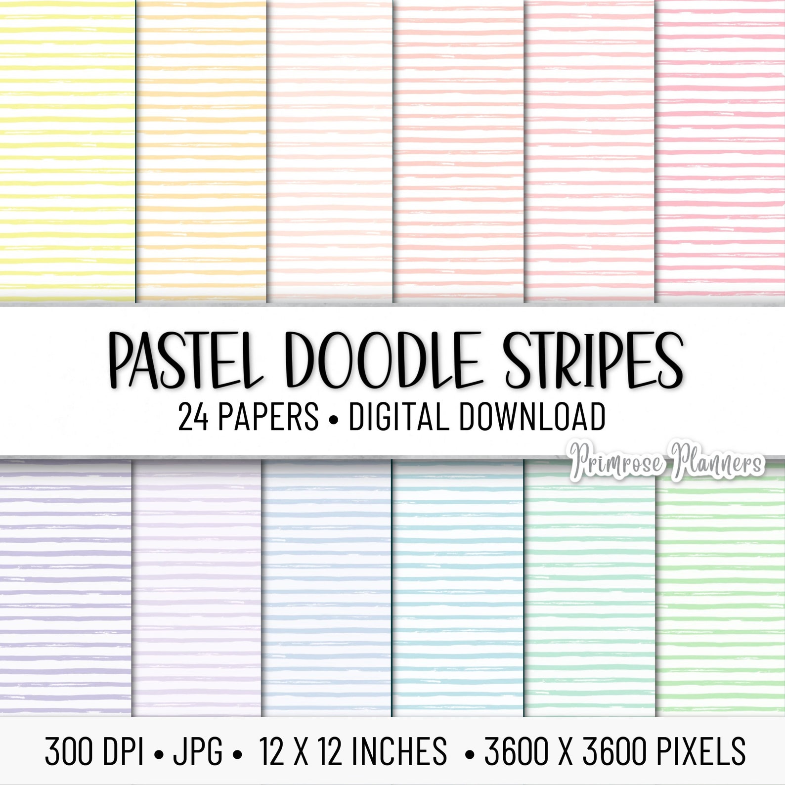 Pastel Watercolor Stripes Digital Paper Pack Digital Pattern - Etsy