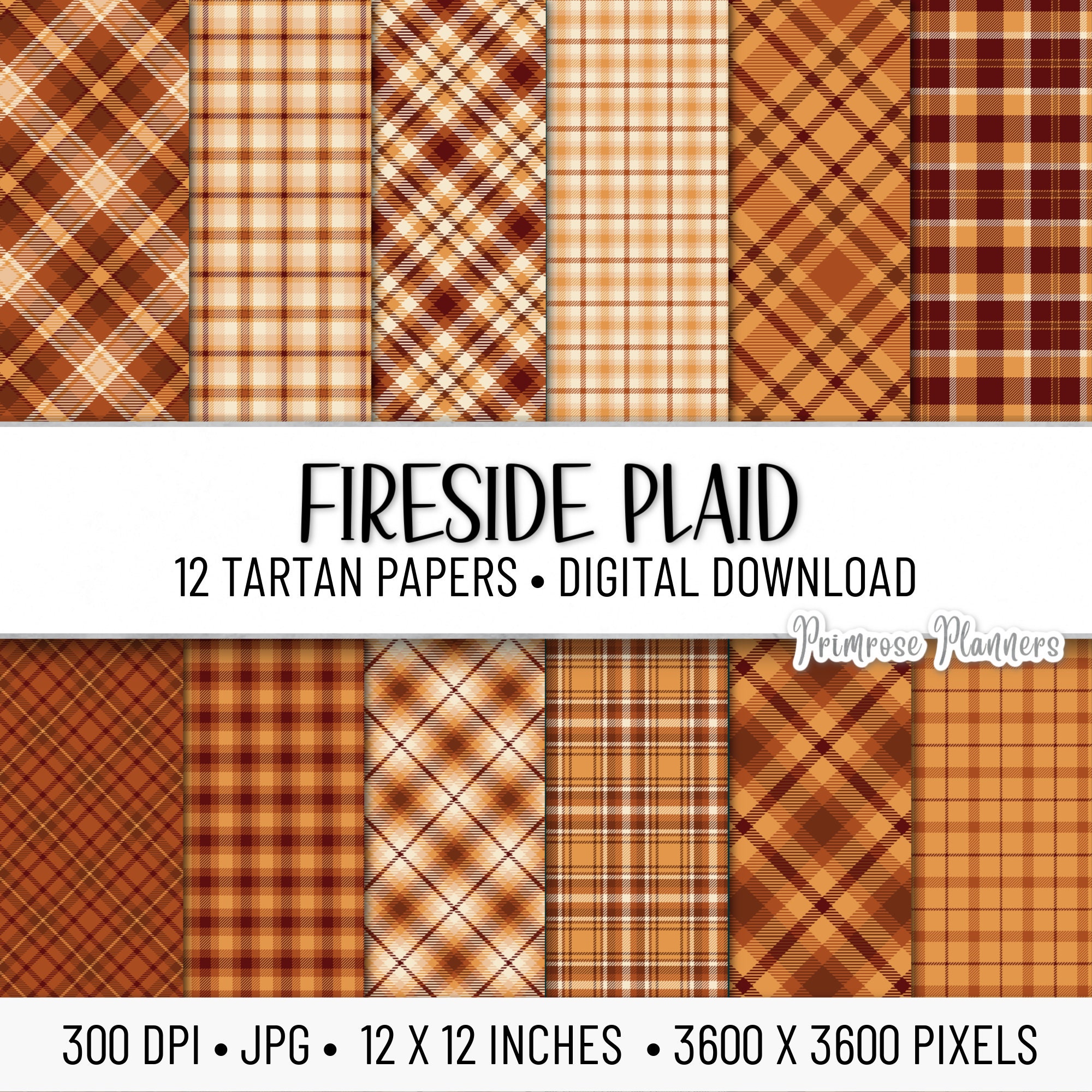 Fireside Orange Tartan Digital Paper Pack Digital Printable - Etsy
