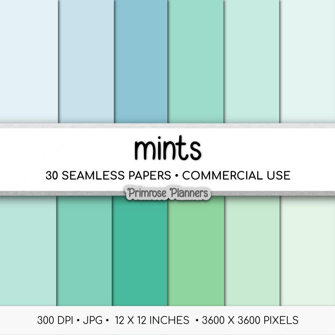 Solid Digital Paper Mint Monochrome | Fresh Green, Aqua, Teal Shades ...