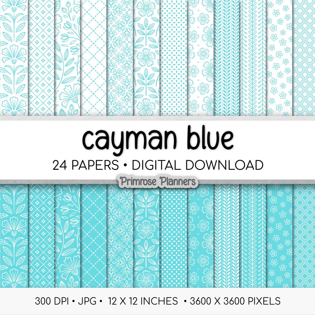 Bright Aqua Blue Digital Paper Minimal Boho | White Teal Turquoise ...