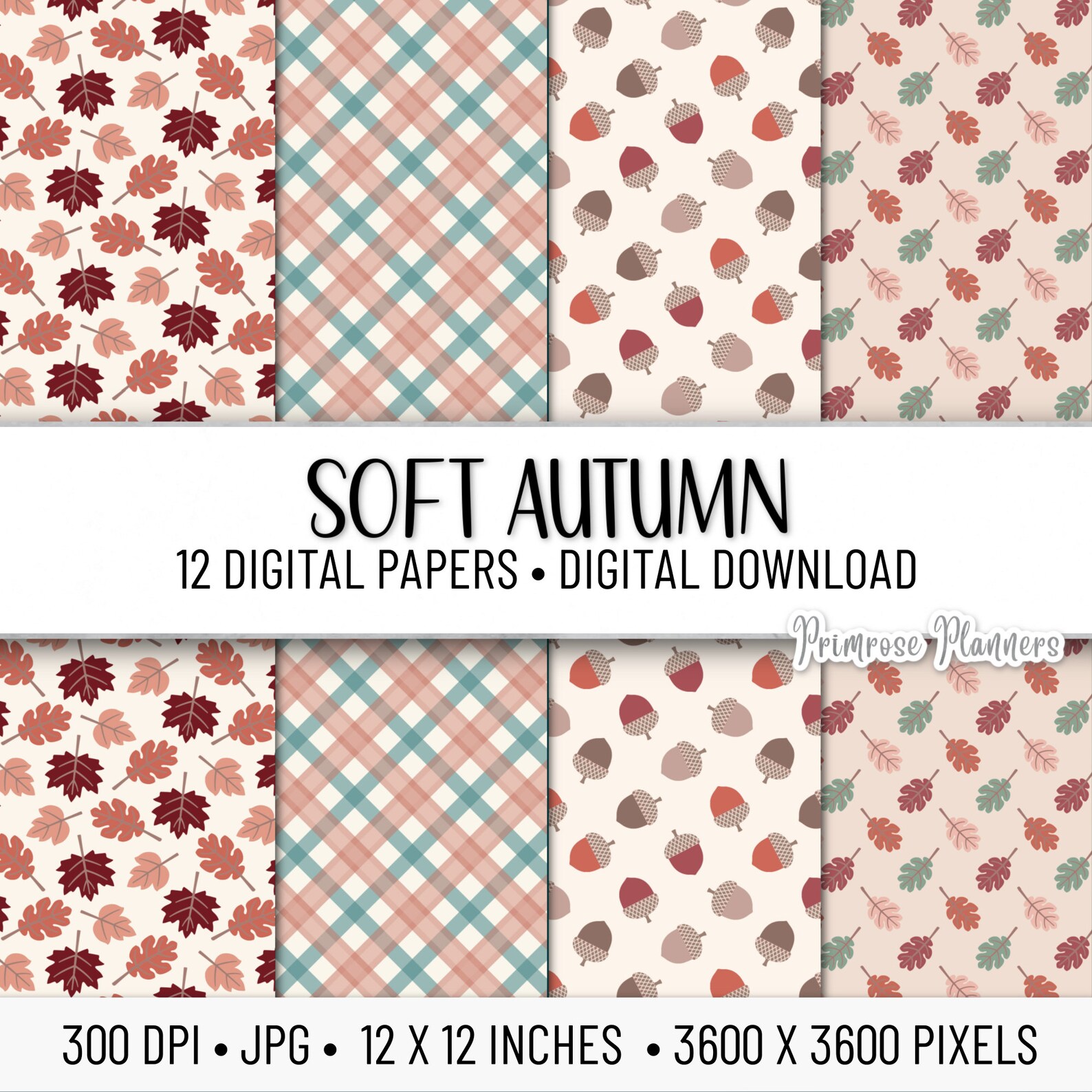 Soft Autumn Leaves Digital Paper Pack Digital Plaid Paper - Etsy