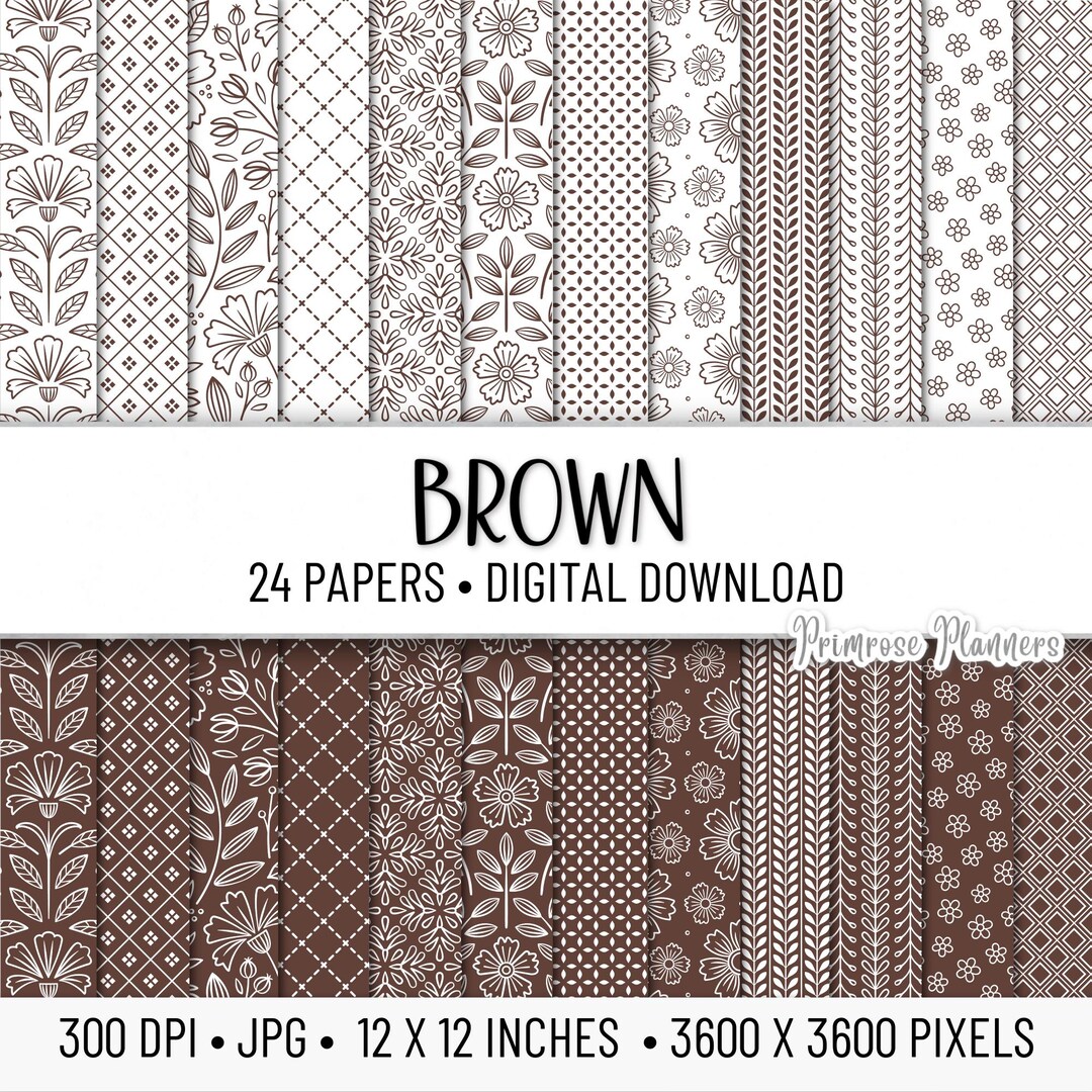 BROWN Pattern Digital Paper Pack | Digital Stripe Paper | Printable ...
