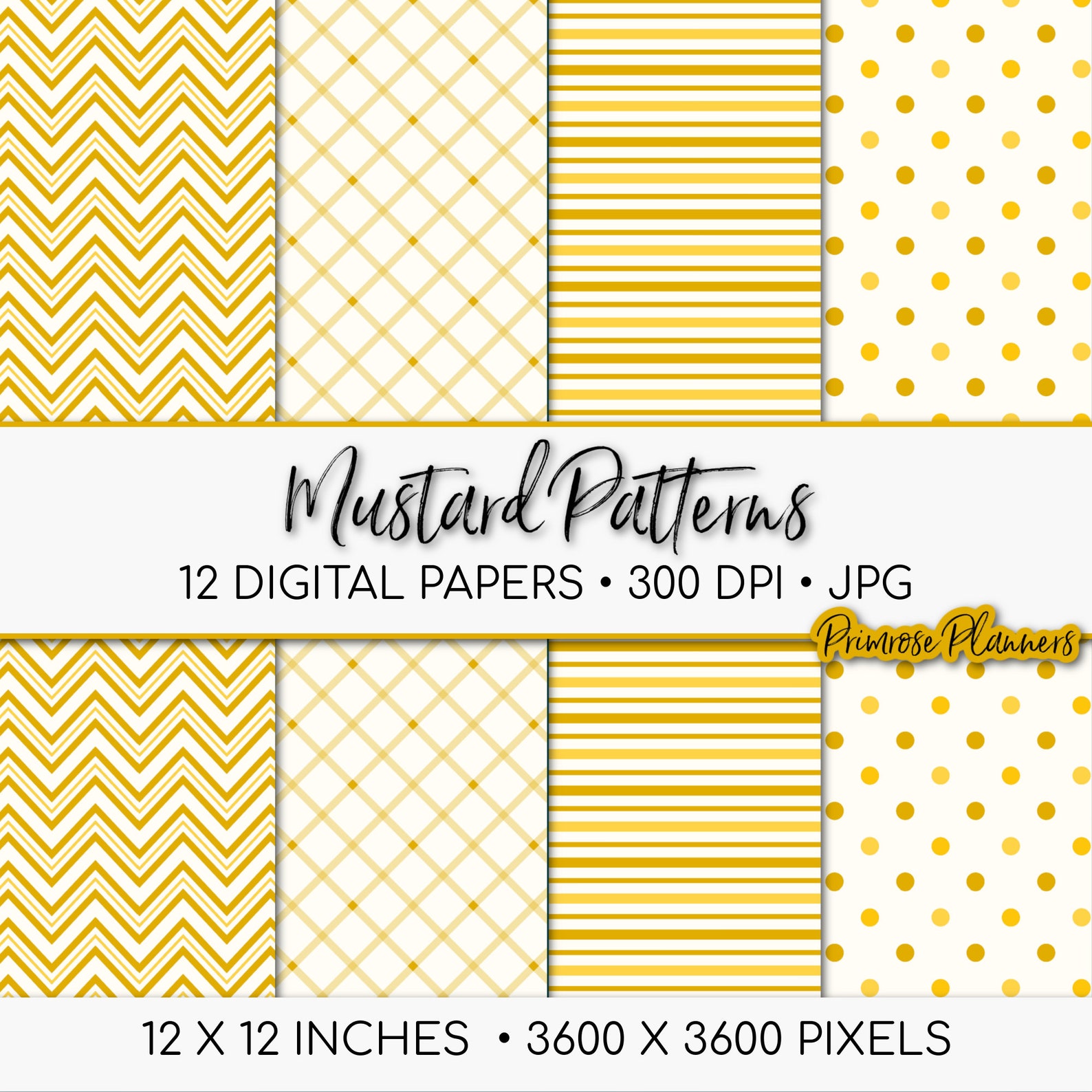 Mustard Yellow Patterns Digital Paper Pack Digital Striped - Etsy