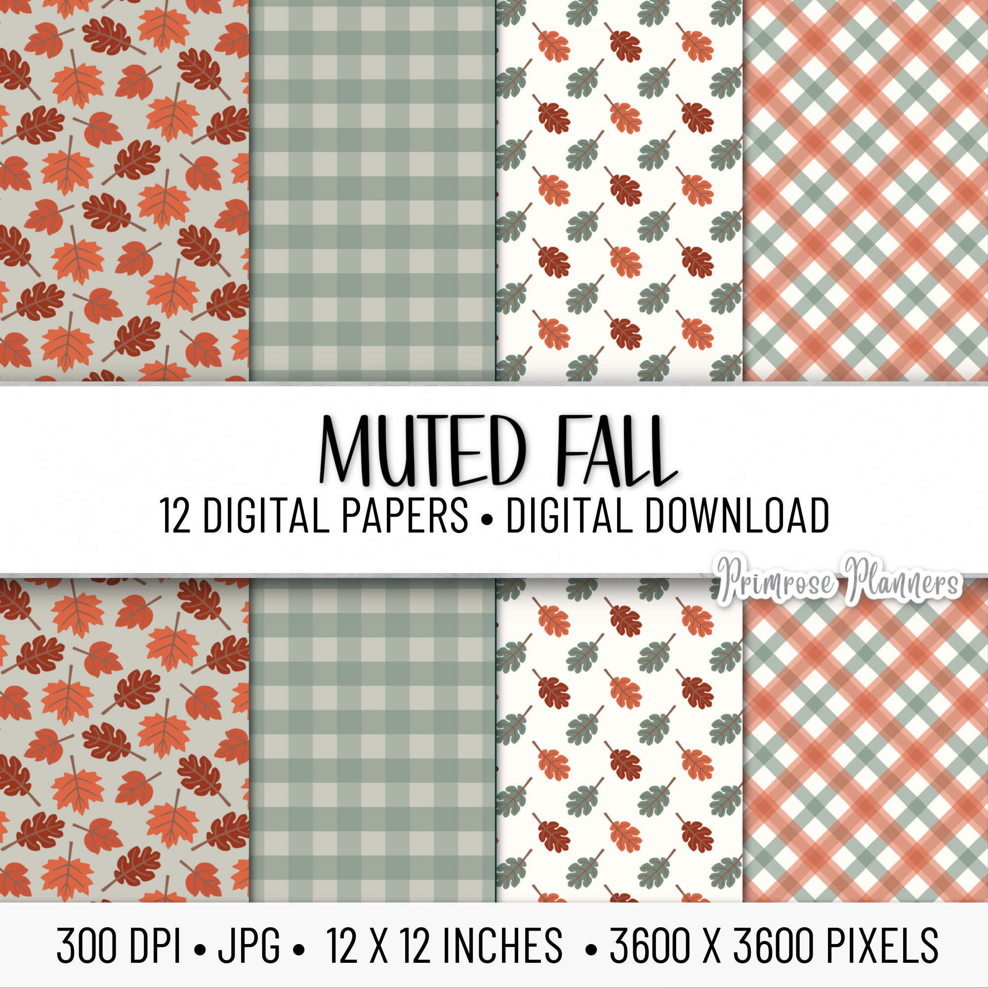 Muted Fall Leaves Digital Paper Pack Digital Backgrounds - Etsy