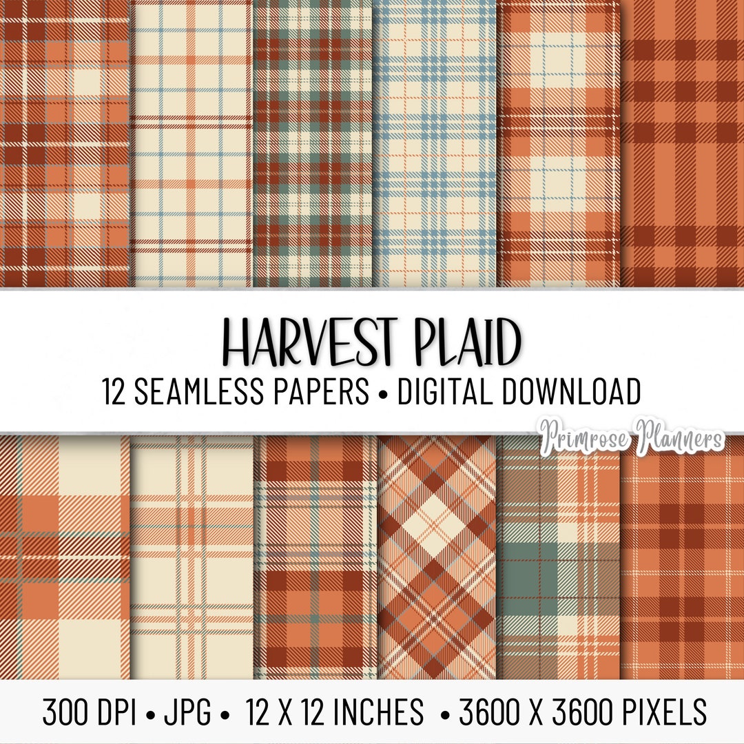 Harvest Autumn Tartan Digital Paper Pack | Printable Digital Paper ...