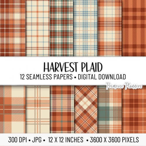 Harvest Autumn Tartan Digital Paper Pack Printable Digital - Etsy