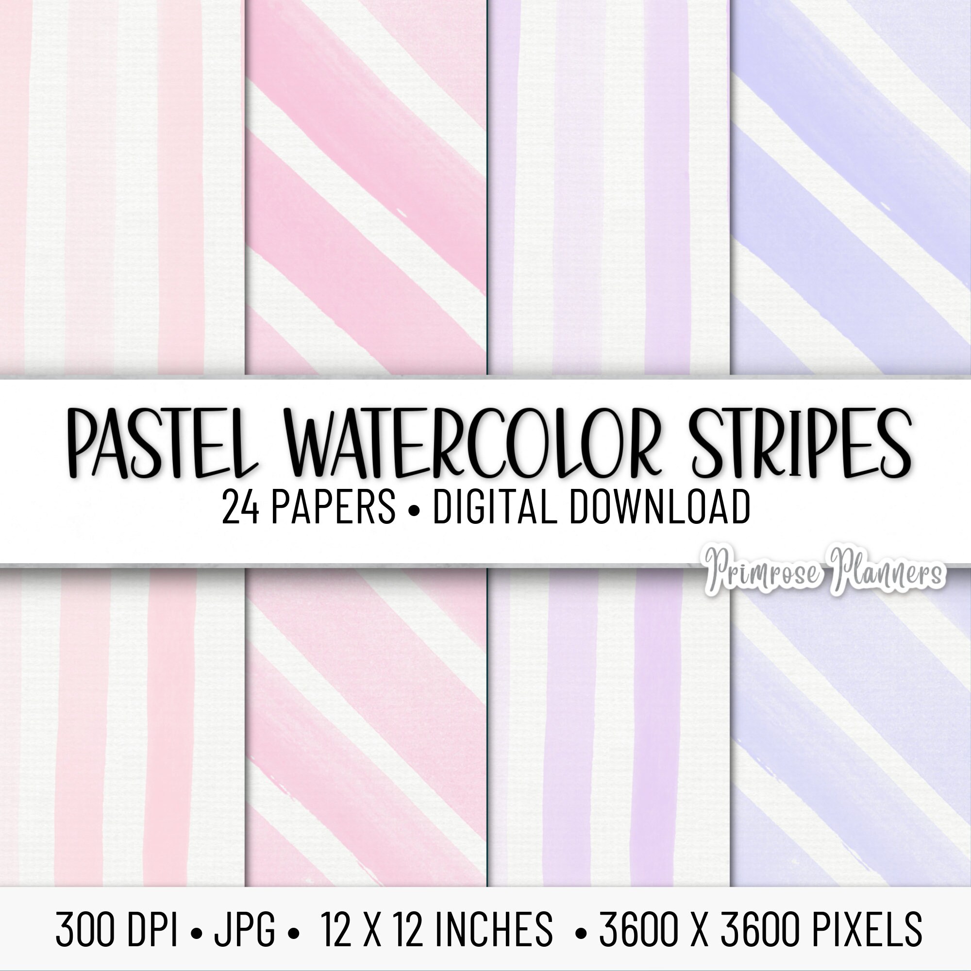 Pastel Watercolor Stripes Digital Paper Pack Digital - Etsy