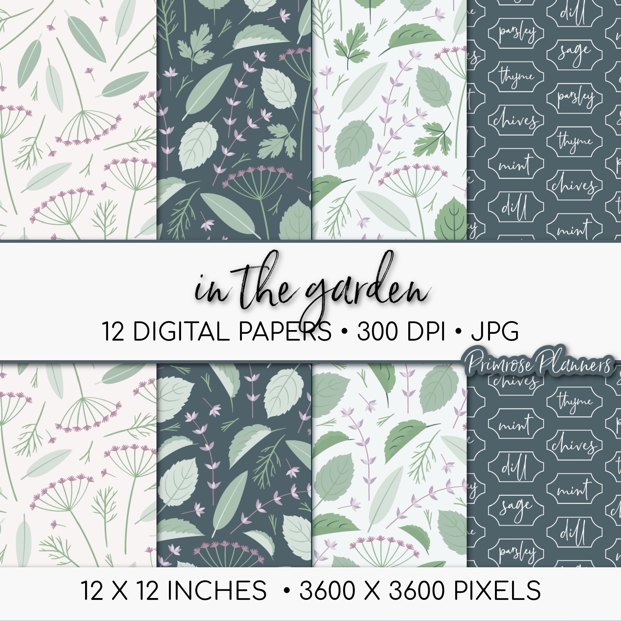 Garden Digital Paper Pack Digital Plant Paper Sage Digital - Etsy