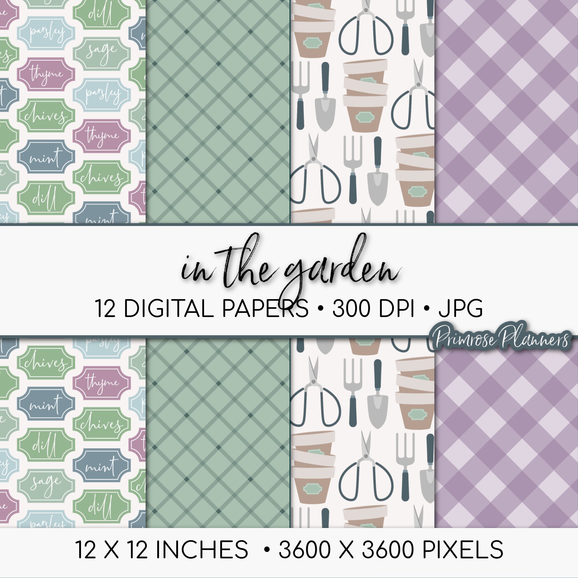 Garden Digital Paper Pack Digital Plant Paper Sage Digital - Etsy