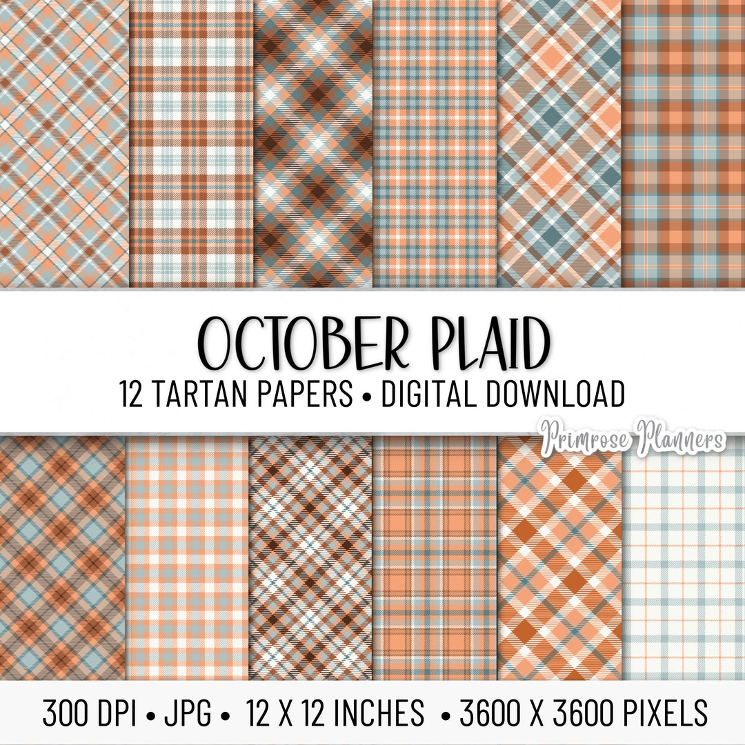 Autumn Orange Tartan Digital Paper Pack Digital Printable Paper Fall ...