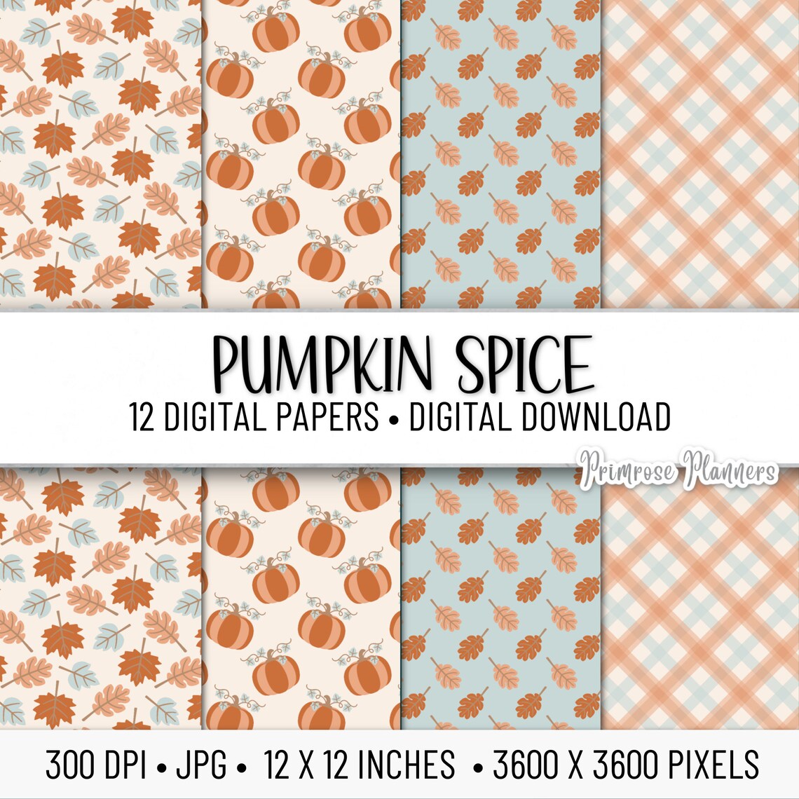 Pumpkin Spice Digital Paper Pack Digital Plaid Paper - Etsy