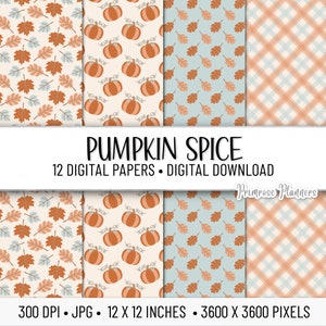 Pumpkin Spice Digital Paper Pack | Digital Plaid Paper | Autumn Digital ...