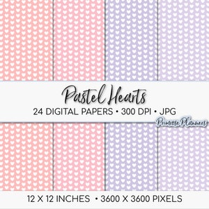 Pastel Hearts Confetti Digital Paper Pack Digital Heart | Etsy