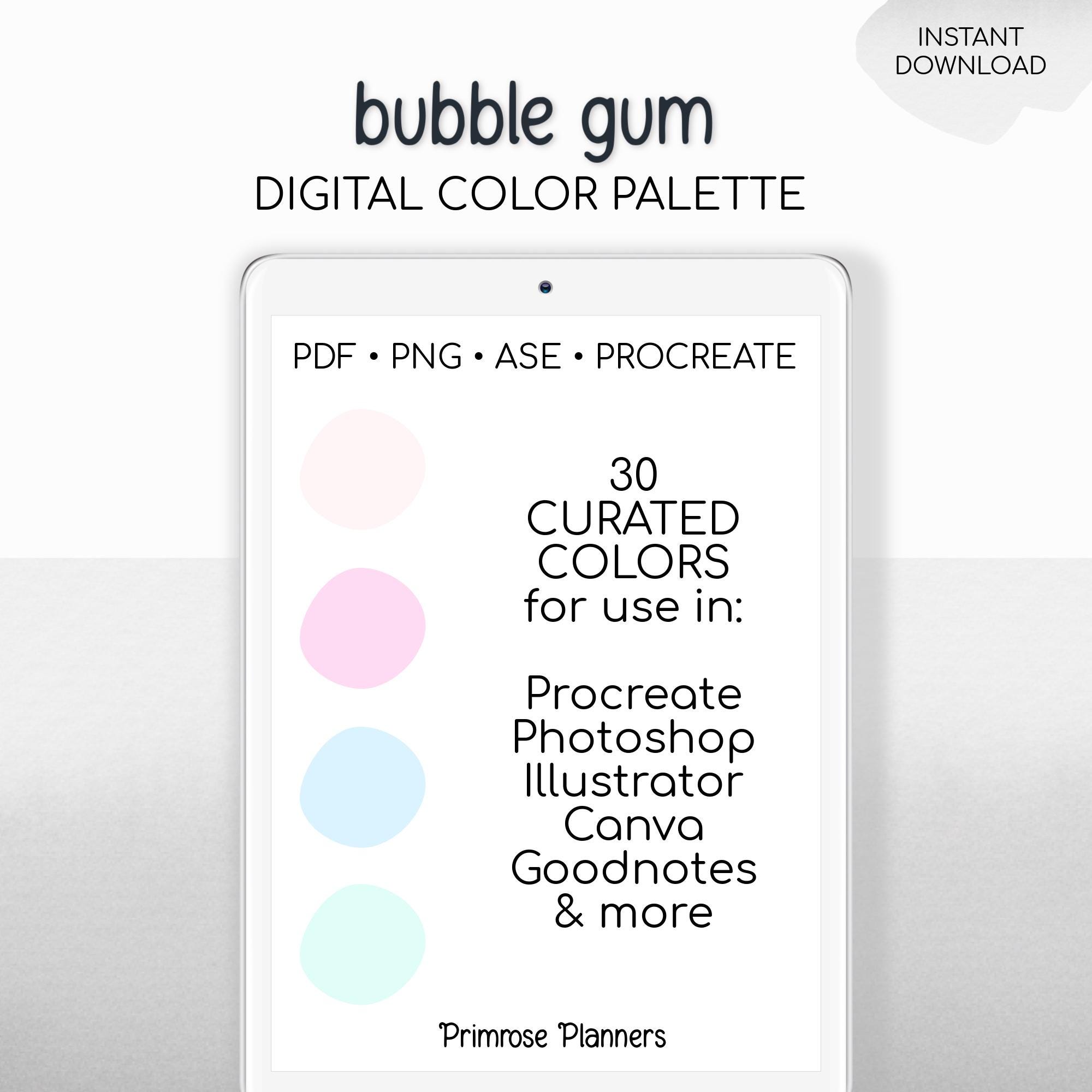 Bubble Gum Digital Color Palette - Color Chart | Goodnotes Tool | iPad ...